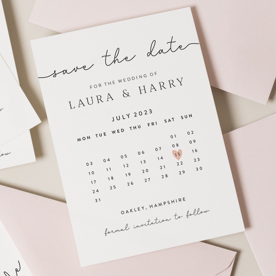 Wedding Save the Date Cards With Envelopes, Minimalist Save the Date ...