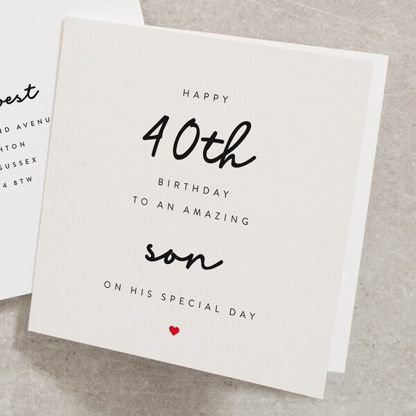 Son 40th Birthday Card - Etsy UK