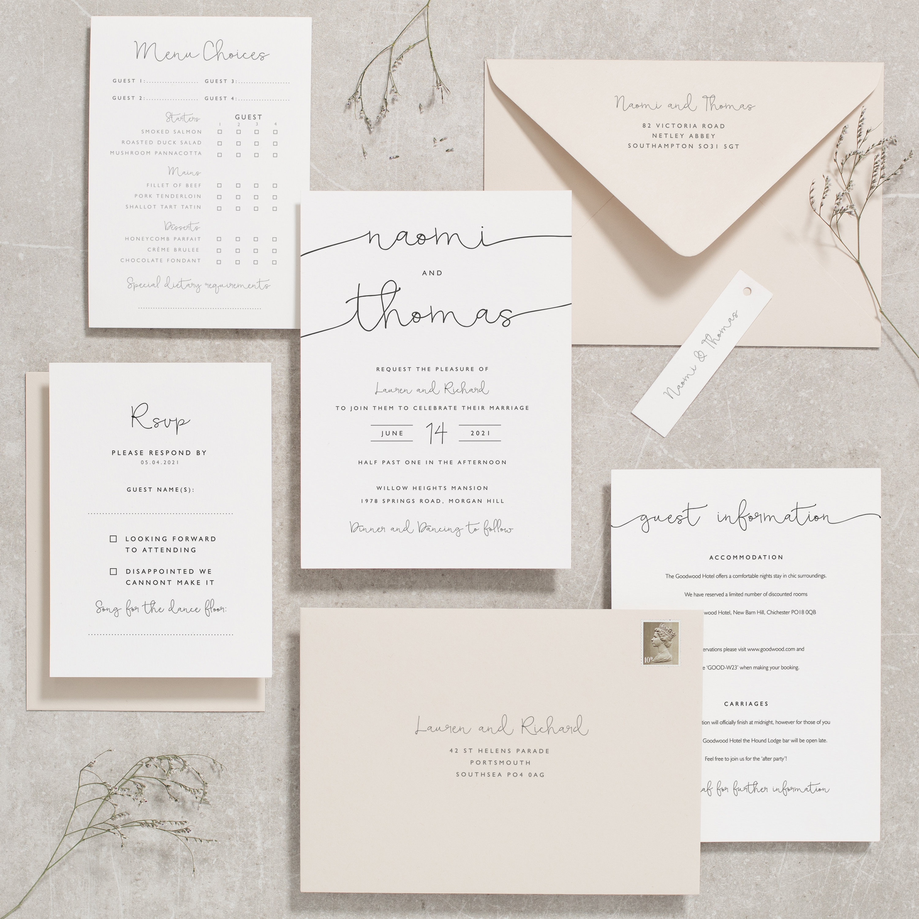 Simple Script Wedding Invitation Set Stylish Clean Wedding - Etsy Canada