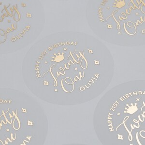 Happy 21st Birthday Sticker, Twenty One Birthday, With Foil, Any Name ...