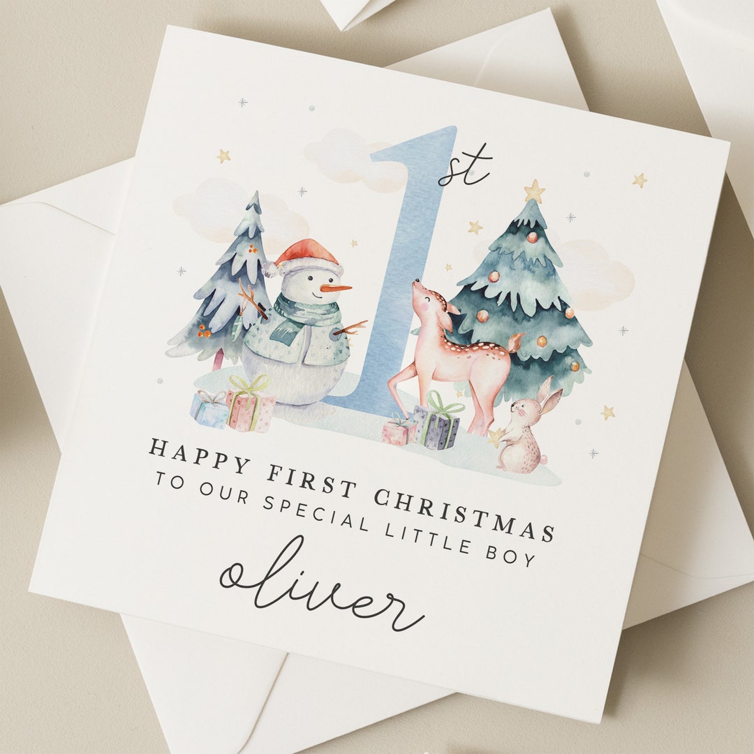 Happy 1st Christmas Card, Son First Christmas, Personalised Christmas ...