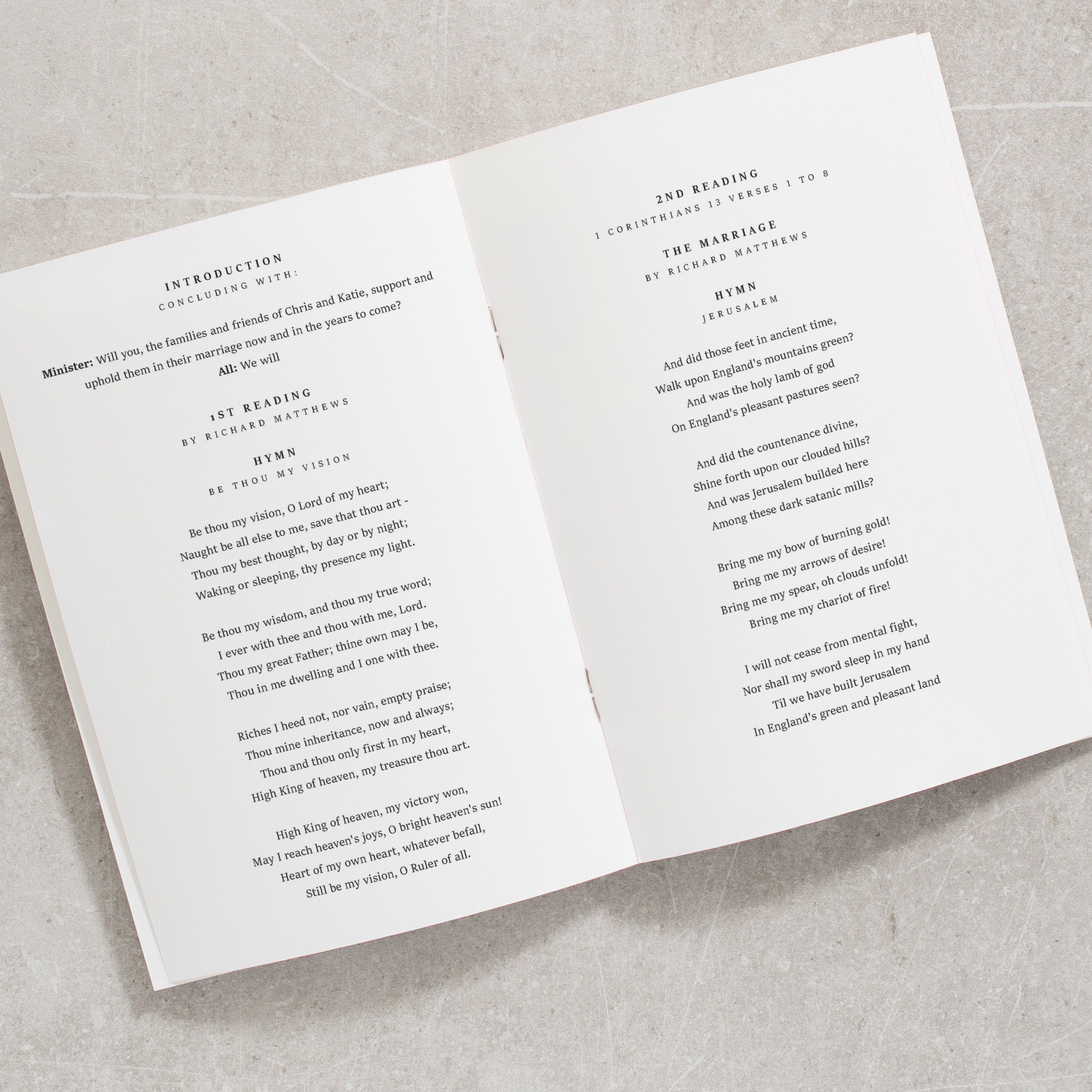 Calligraphy Order of Service Booklet Modern Order of the Day - Etsy UK