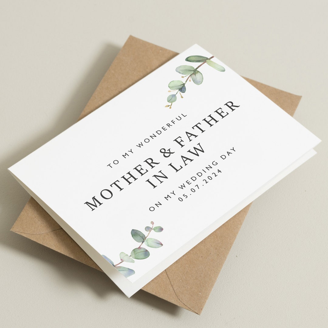 To My Mother and Father in Law on My Wedding Day Card, Personalised ...