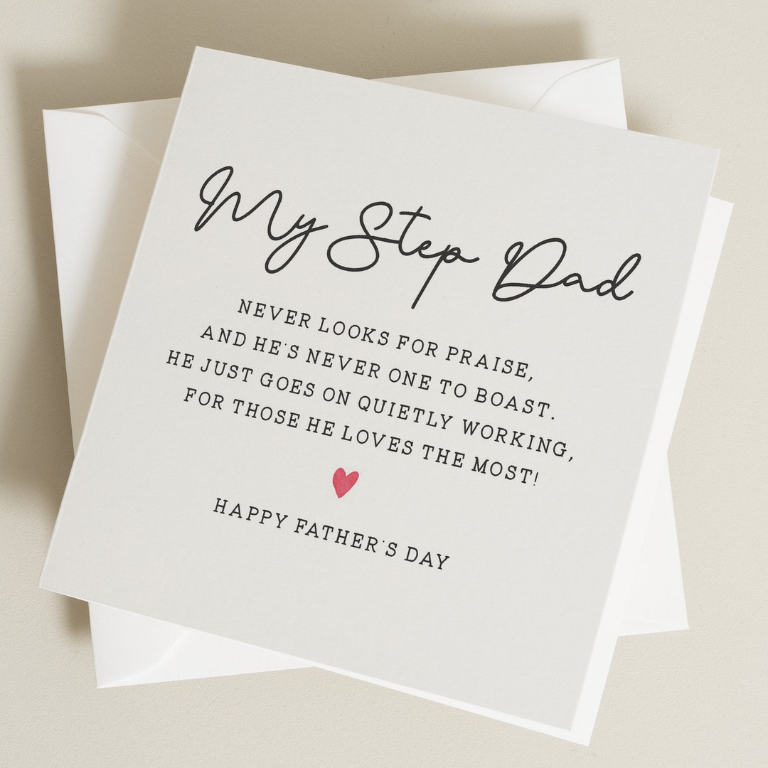 Poem Fathers Day Card, Step Dad Poem Card, Cute Fathers Day Card for ...