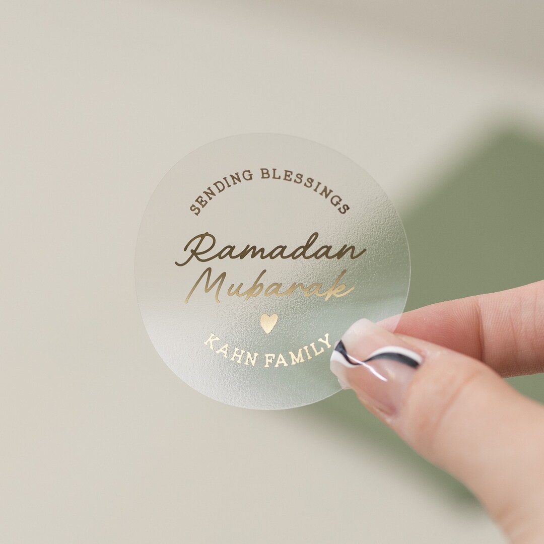Eid Mubarak Sticker in Gold, Eid Ramadan, Foil Silver or Rose Gold ...