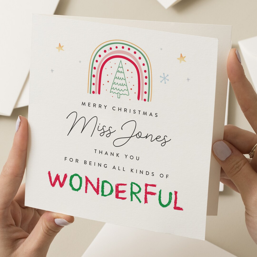 Teacher Christmas Card, Christmas Card for Teacher, Teacher Thank You ...