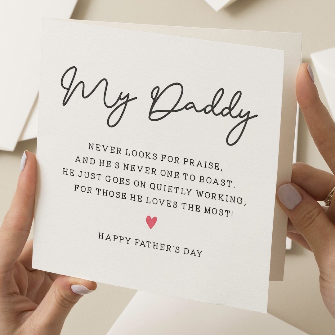 Daddy Poem Card, Poem Fathers Day Card, Cute Fathers Day Card for Him ...