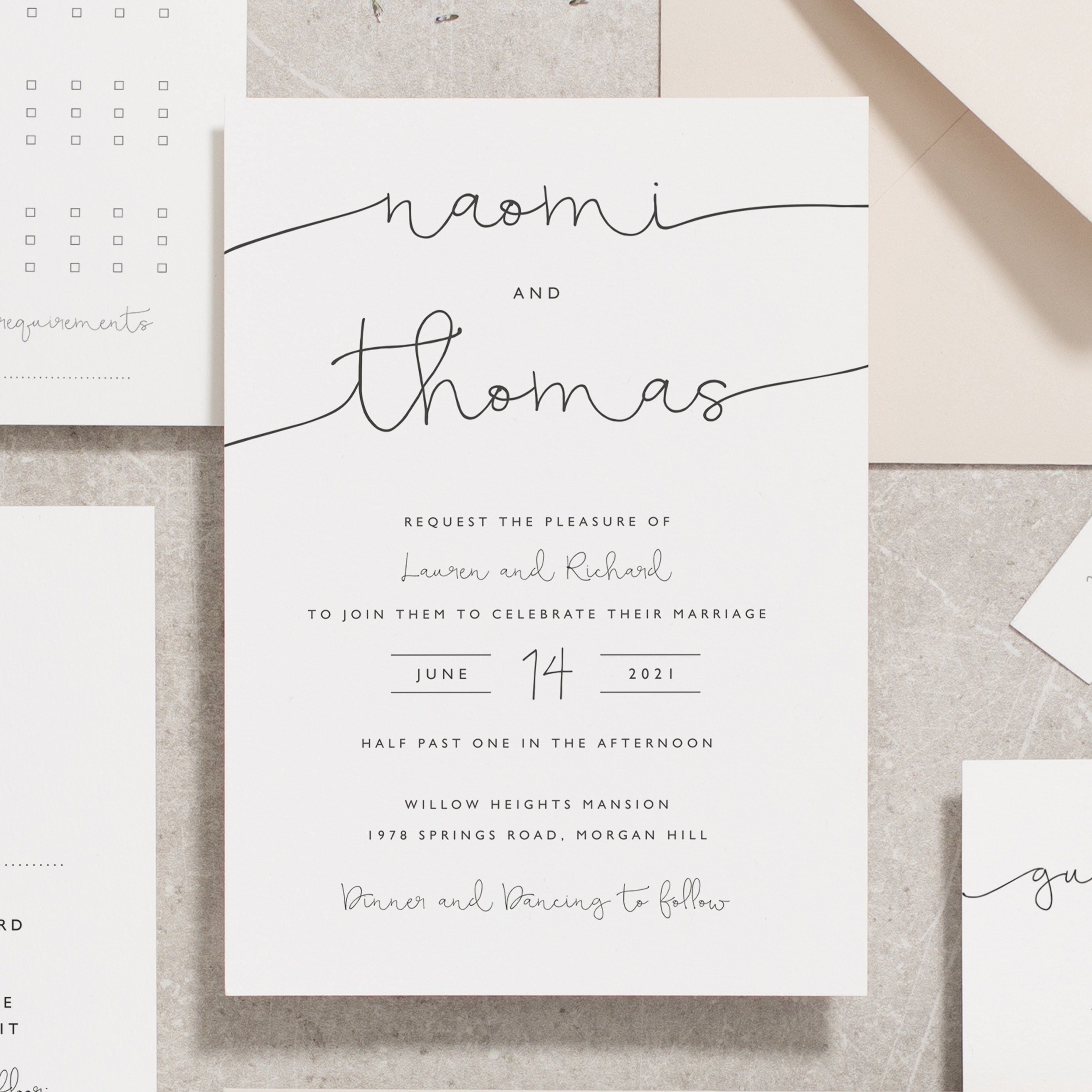 Simple Script Wedding Invitation Set Stylish Clean Wedding - Etsy Canada