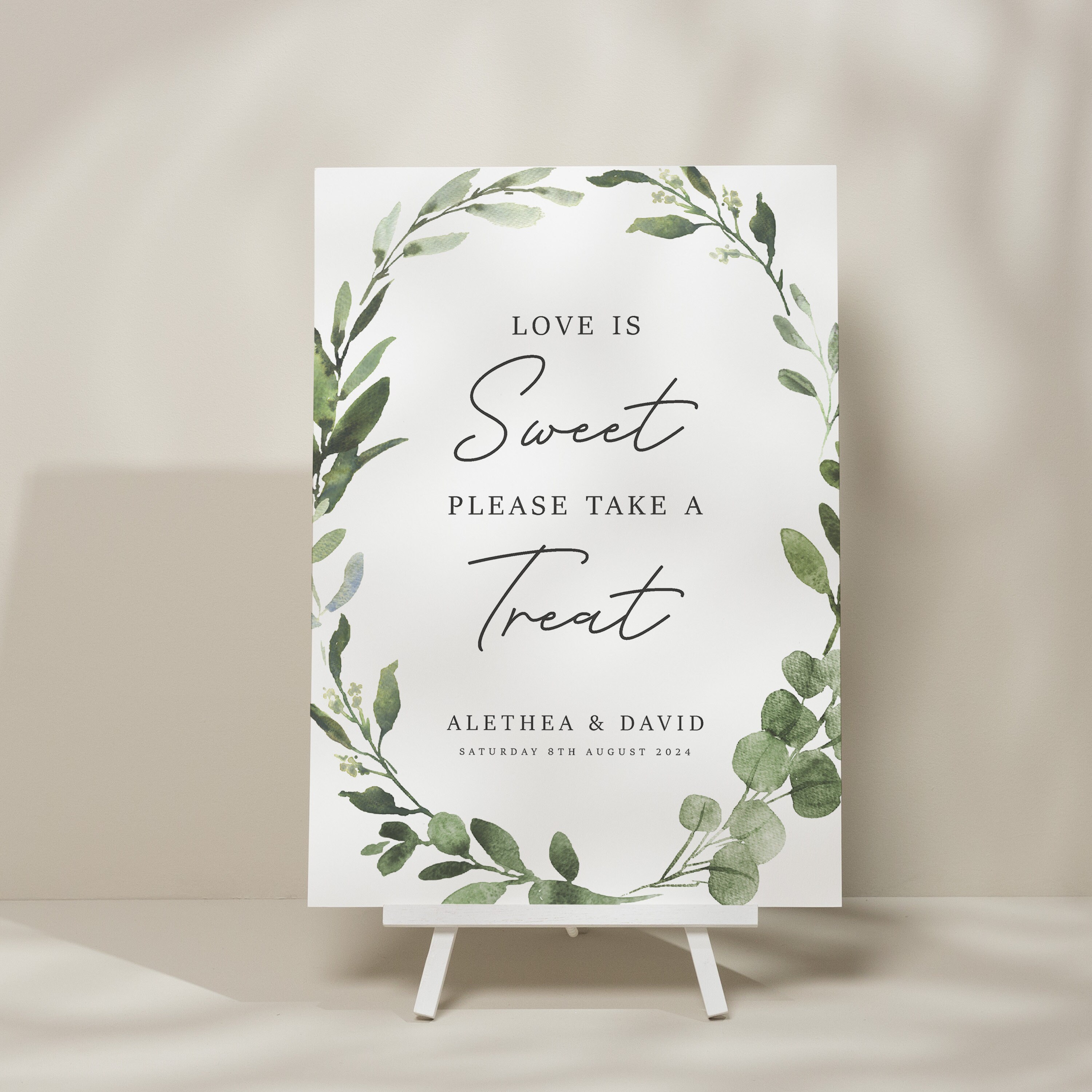 Botanical Wedding Sweet Table Sign Eucalyptus Sign Sweet - Etsy UK