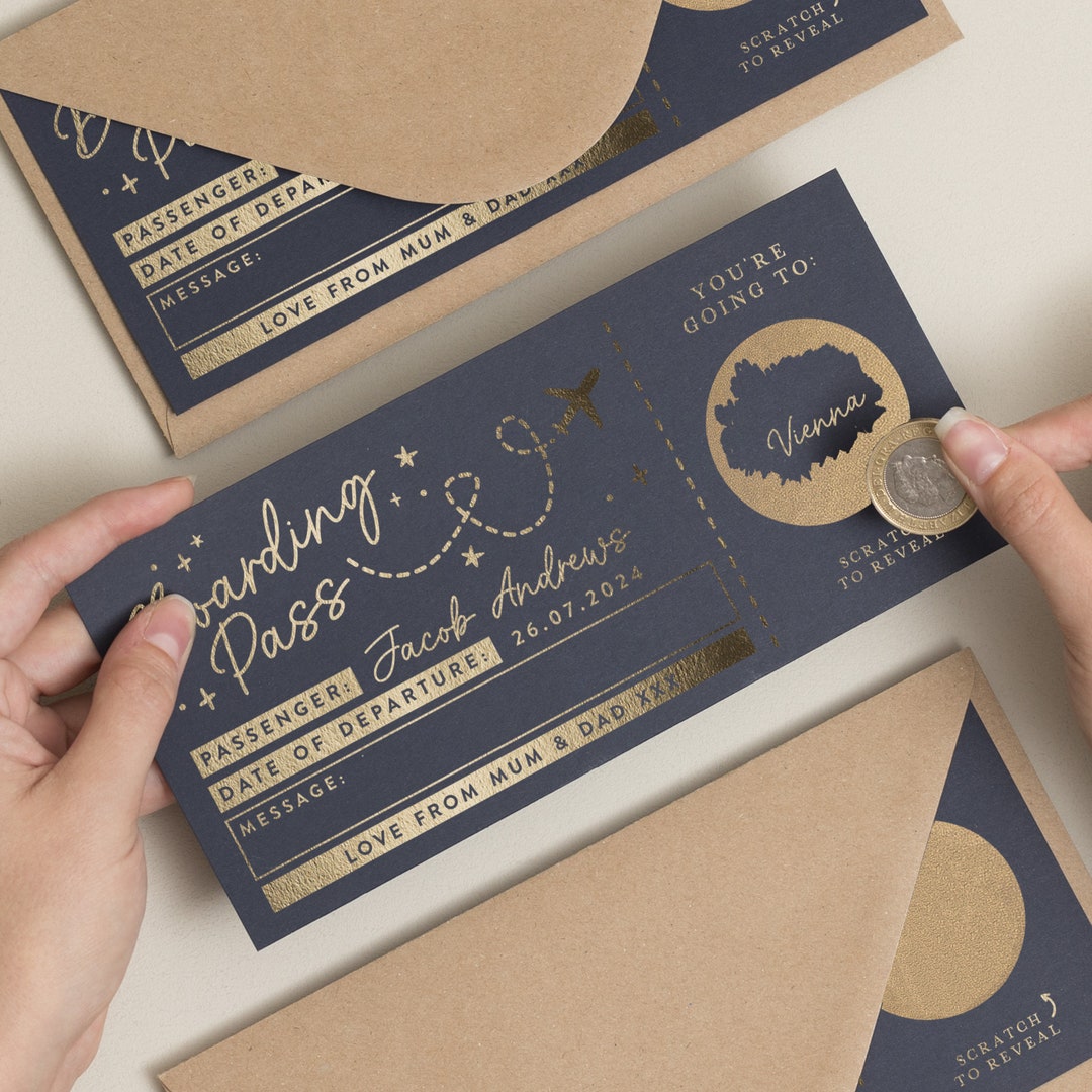 Holiday Scratch Card, Boarding Pass Scratch Voucher, Christmas Scratch ...