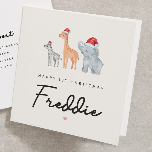 Baby's First Christmas Card Girls - Etsy