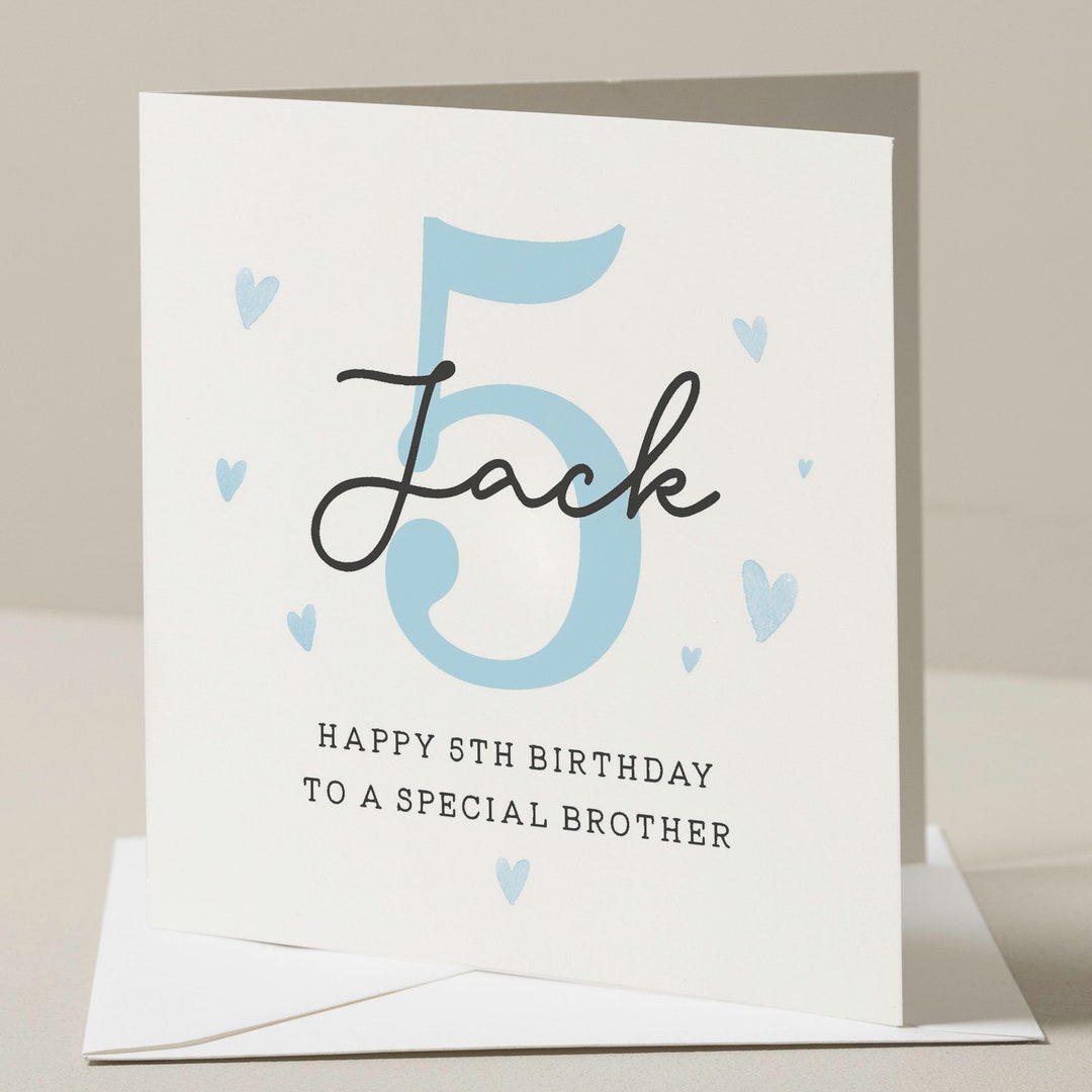 Personalised 5th Birthday Card for Brother, Little Brother Birthday ...