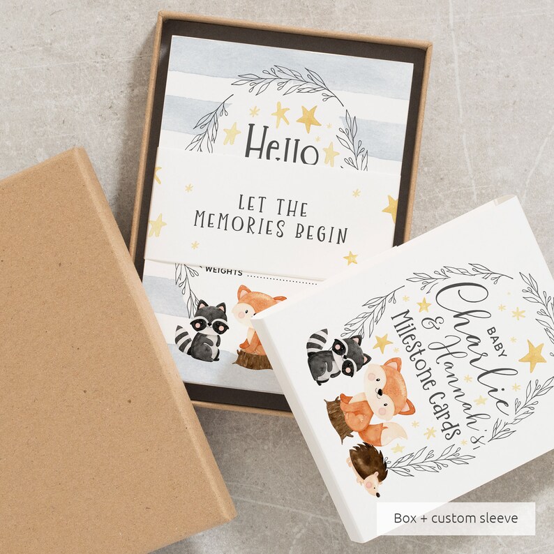 Twin Milestone Cards Woodland Milestone Cards Gender Neutral - Etsy UK