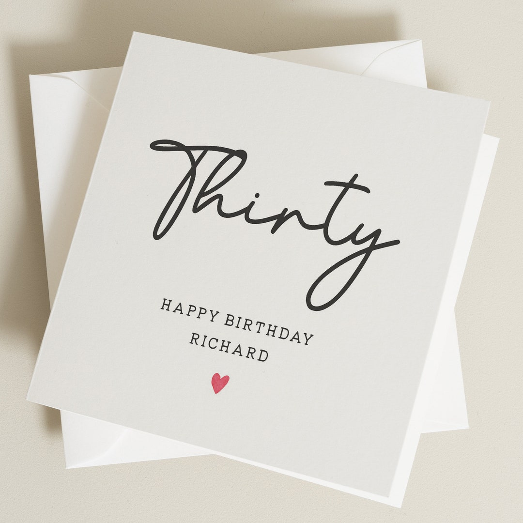 30th Birthday Card, Simple Birthday Card for Her, Thirtieth Birthday ...