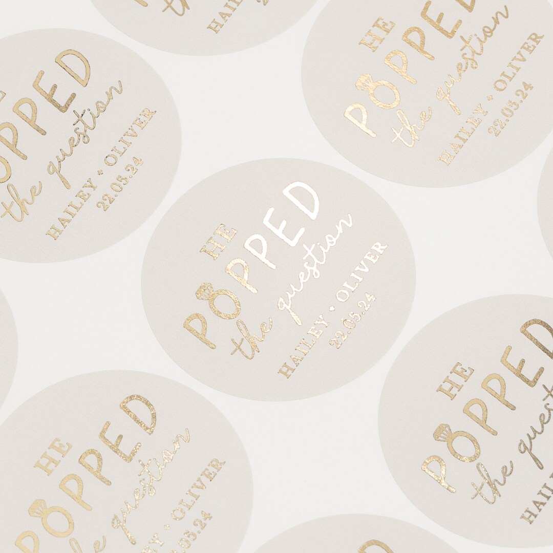 Engagement Party Stickers, Champagne Stickers, Custom Foil Stickers ...