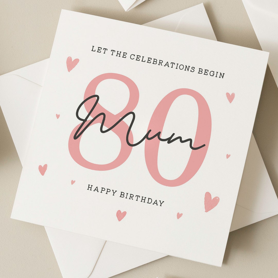 Birthday Mum Card, 80th Birthday Card for Mum, Eightieth Birthday Mum ...
