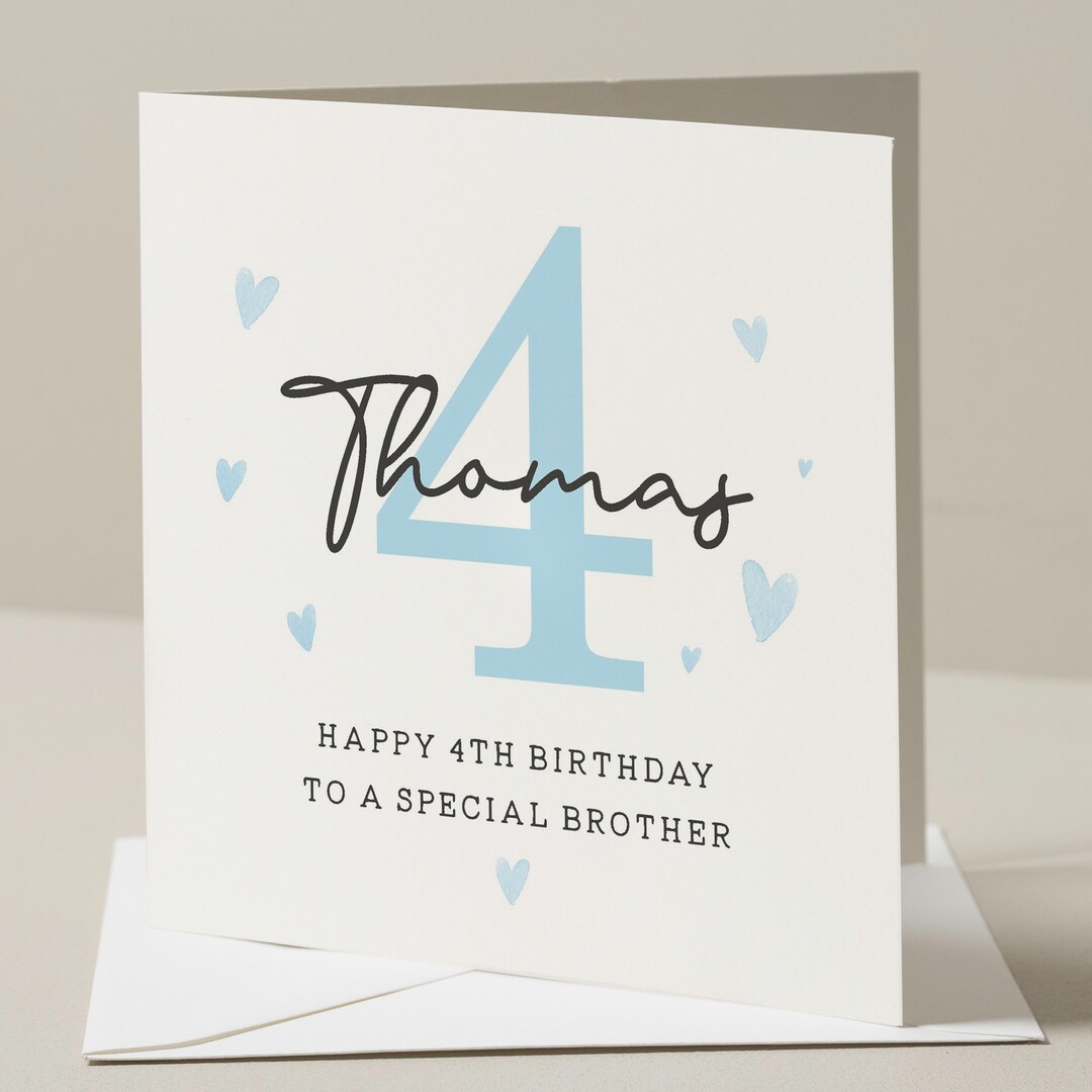 Personalised 4th Birthday Card for Brother, Little Brother Birthday ...