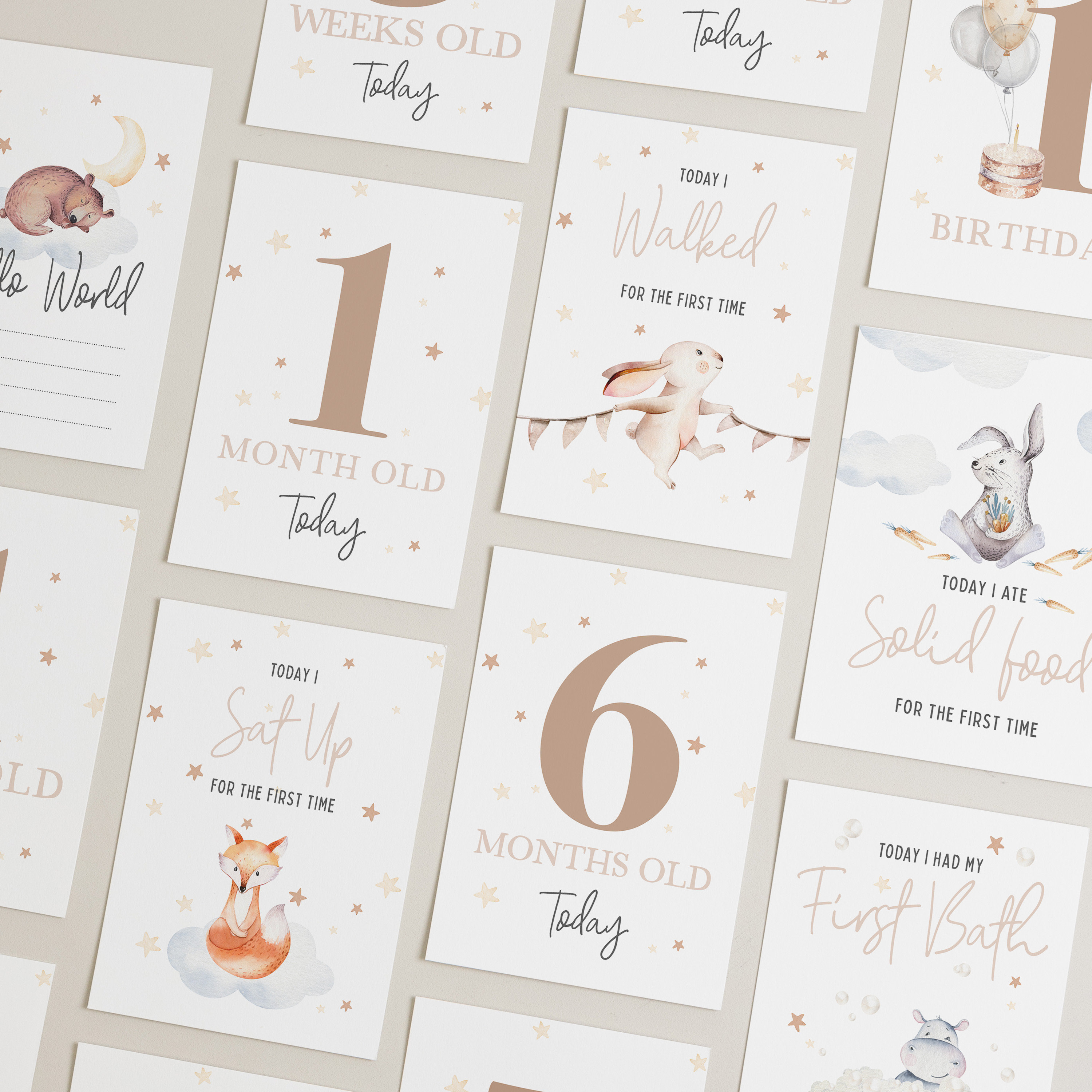 Baby Milestone Cards Unisex Cute Baby Animals Milestone - Etsy UK