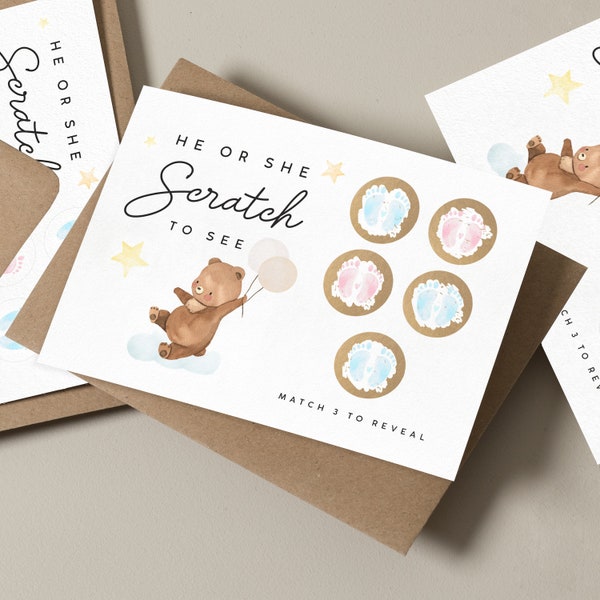 Gender Reveal Scratch off Cards - Etsy