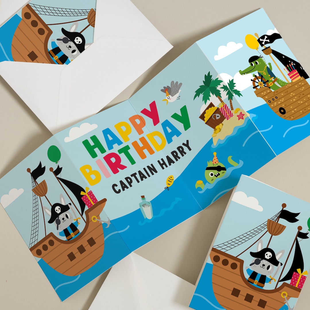 Personalised Pirate Birthday Card for Son, Pirate Themed Birthday Card ...
