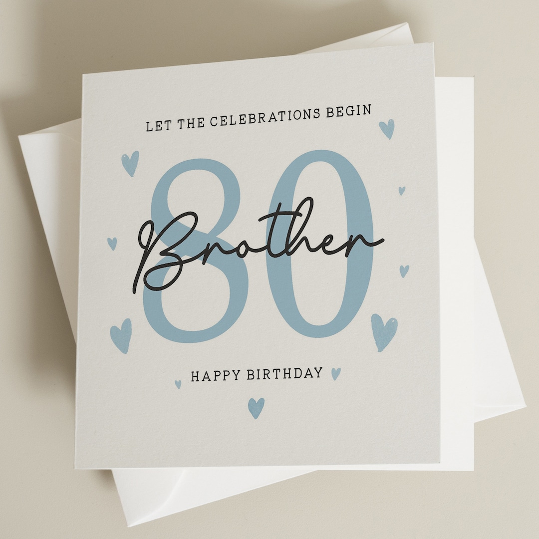 80th Birthday Brother Card, Birthday Card for Brother, 80th Birthday ...