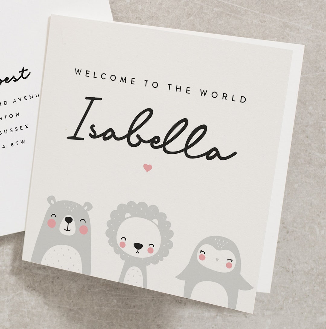 Cute New Baby Card, Personalised Baby Card, Custom New Born Baby Card ...