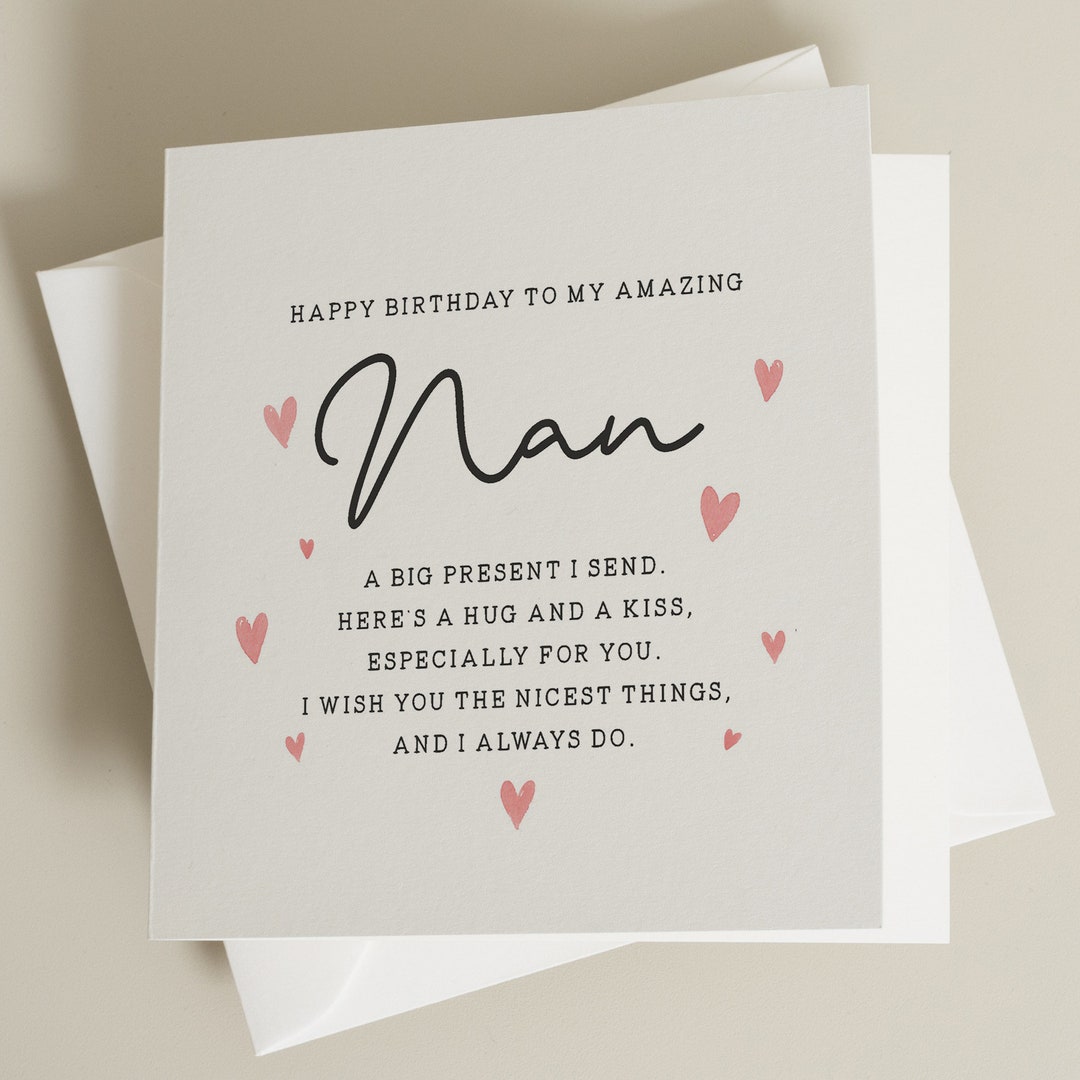 Nan Poem Birthday Card, Poem Card for Nan, to Her, Birthday Gift for ...