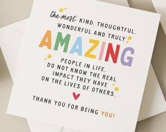 Thank You Card, Friend Thank You Card, Thank You for Being Amazing ...