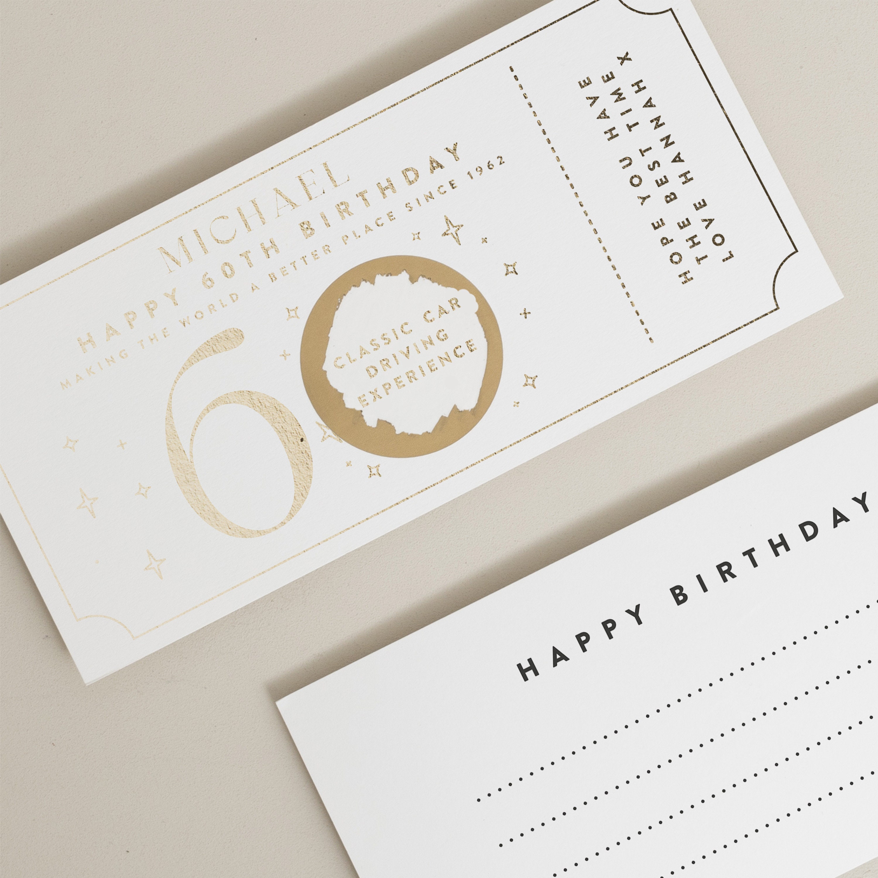 60th Birthday Gift Voucher 60th Birthday Card Gold Foil - Etsy