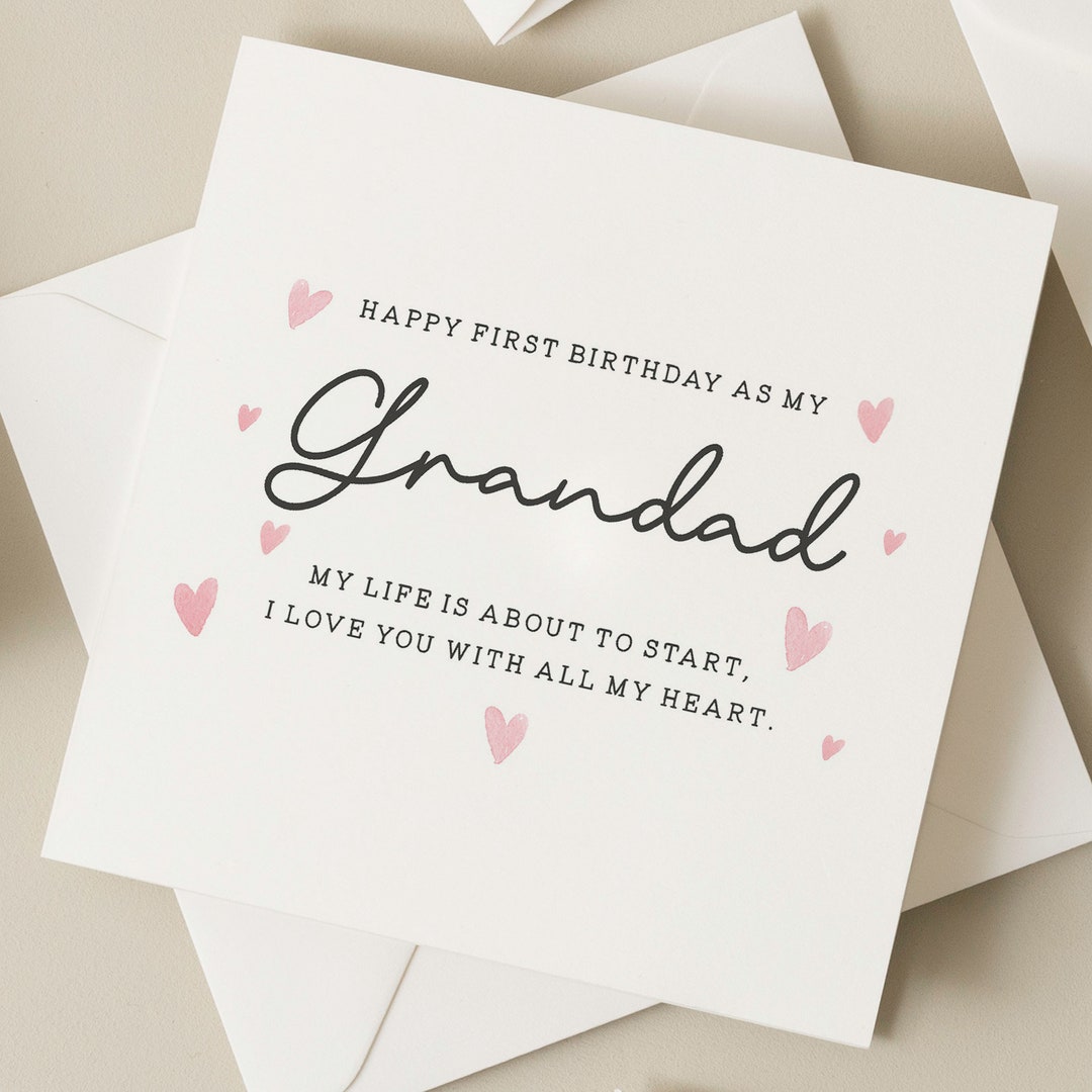 Grandad Birthday Card, Happy 1st Birthday as My Grandad, Birthday Gift ...