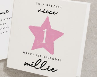 Personalised Niece Birthday Card, Card for Her Special Niece With Age ...