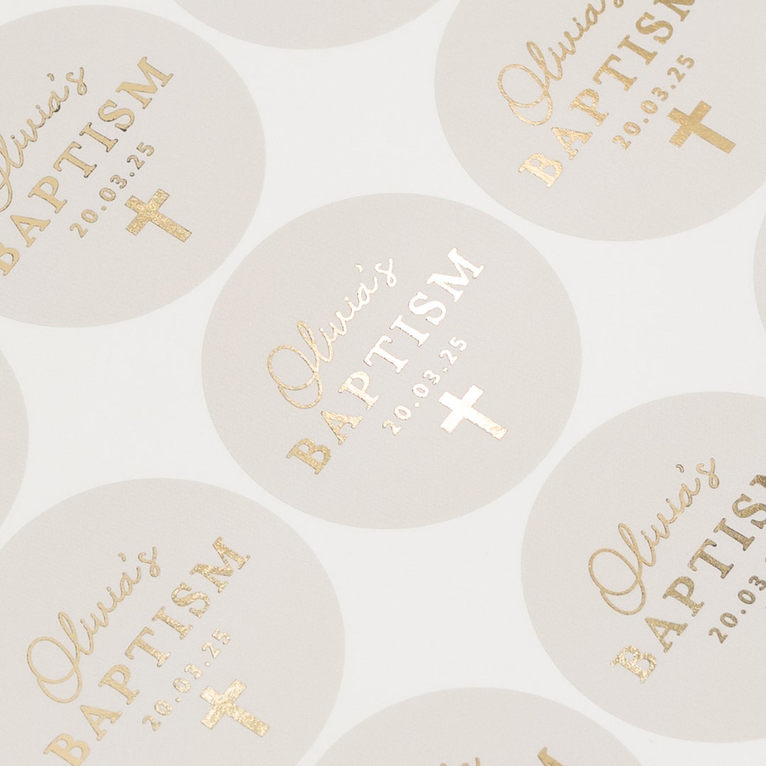 Personalised Christening Stickers, Foiled Christening/baptism Stickers ...