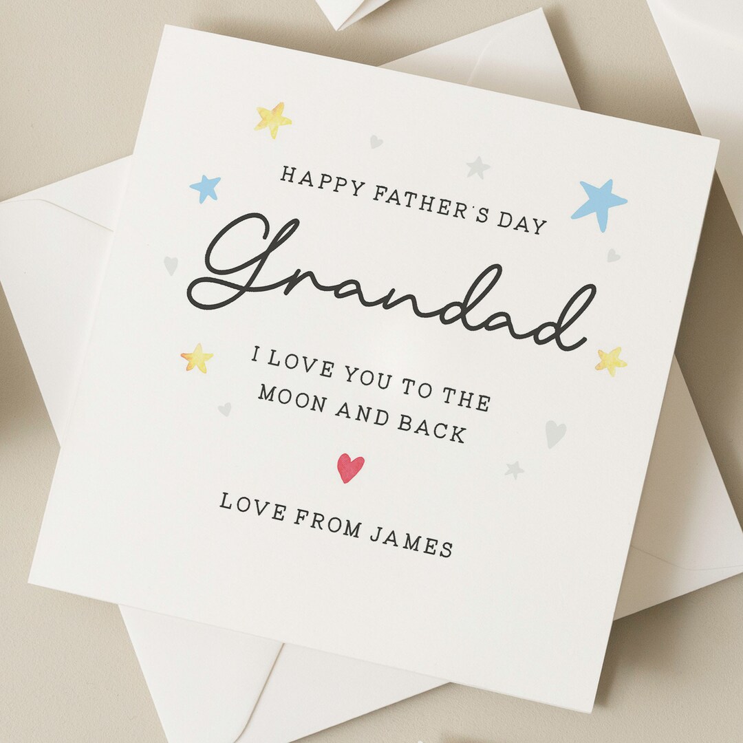 Personalised Fathers Day Card for Grandad, Cute Fathers Day Card for ...