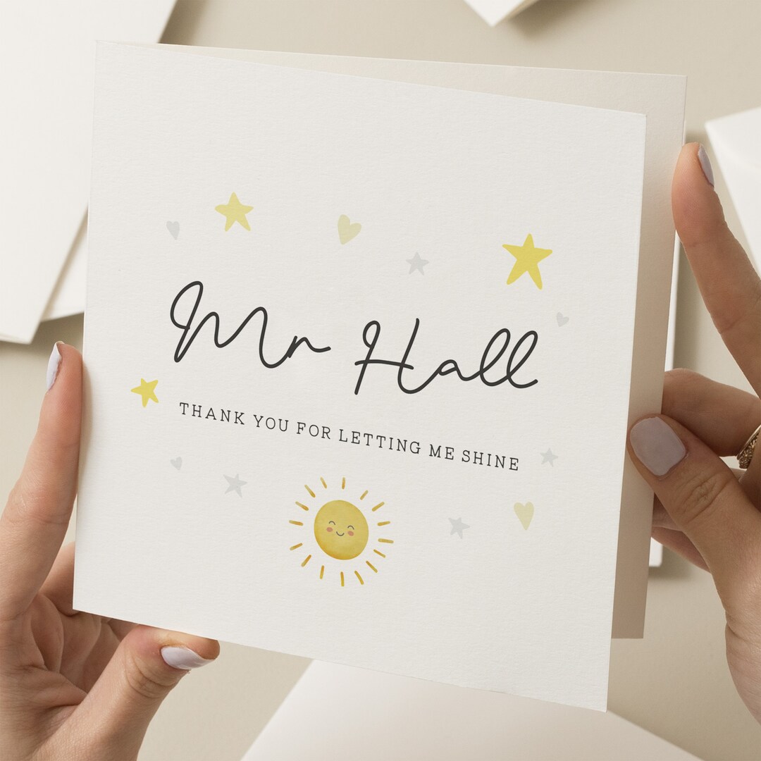 Cute Sunshine Teacher Thank You Card, Thank You for Helping Me Shine ...