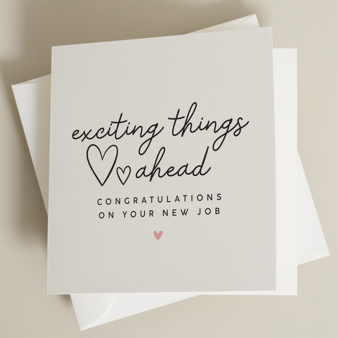 Cute Congratulations New Job Card, Exciting Things Ahead, Leaving Work ...