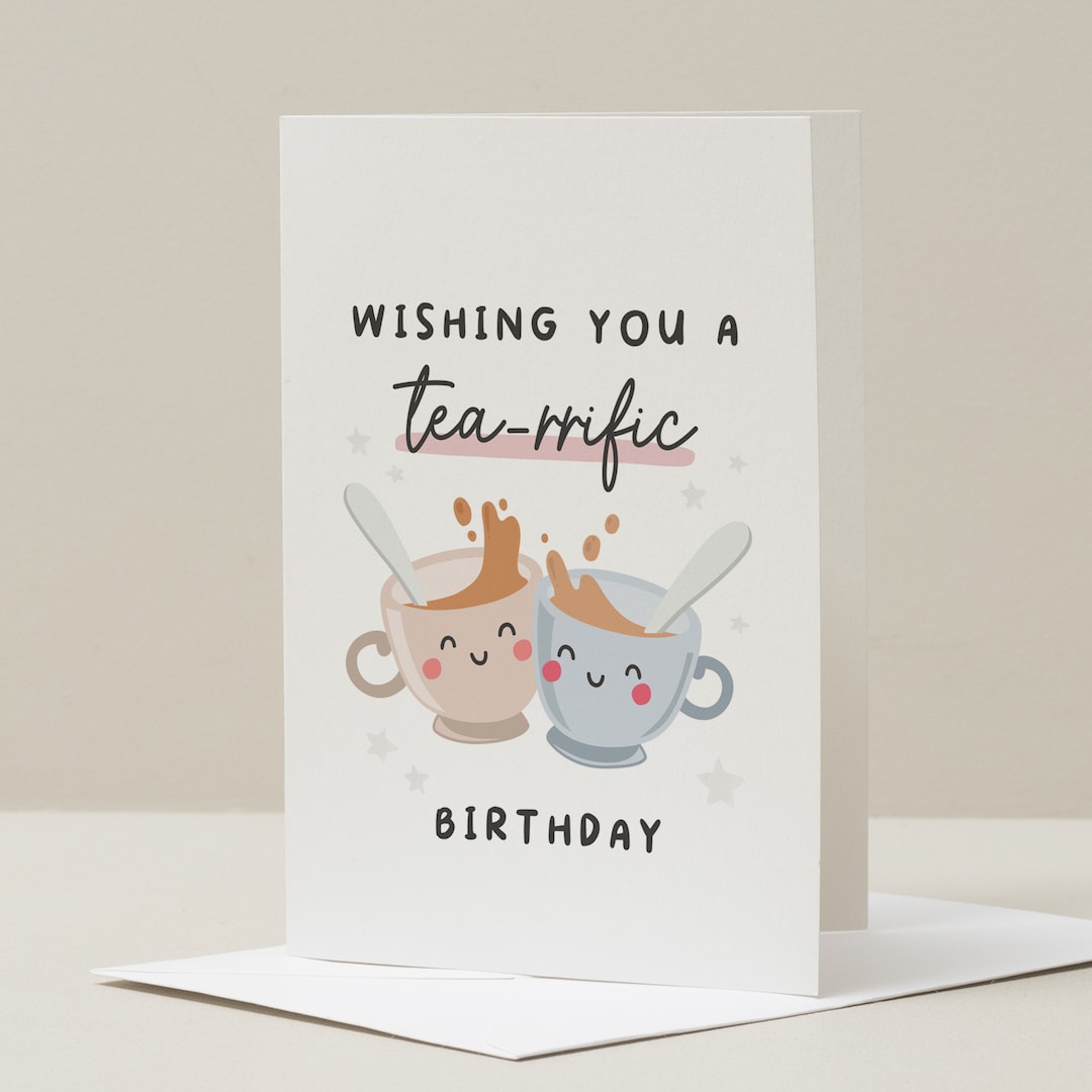 Happy Birthday Card, Tea Birthday Card, Tea Lover Card, Simple Birthday ...