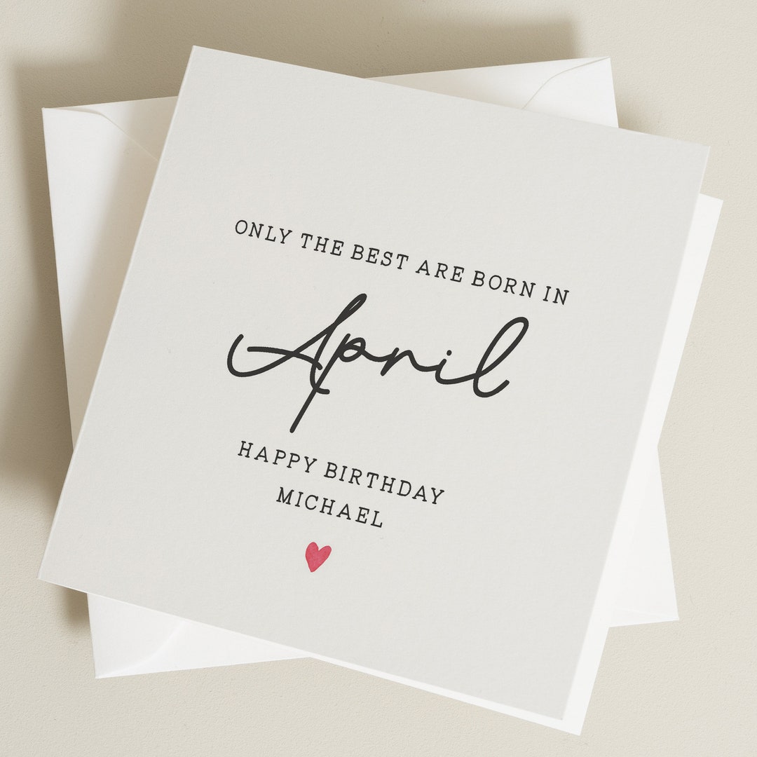Simple Personalised Birthday Card, April Birthday Card, Funny Birthday ...