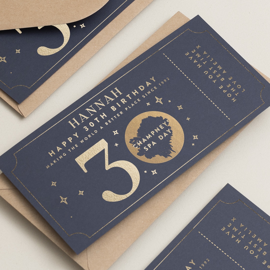 30th Birthday Gift Voucher, 30th Birthday Card, Gold Foil Scratch Card ...