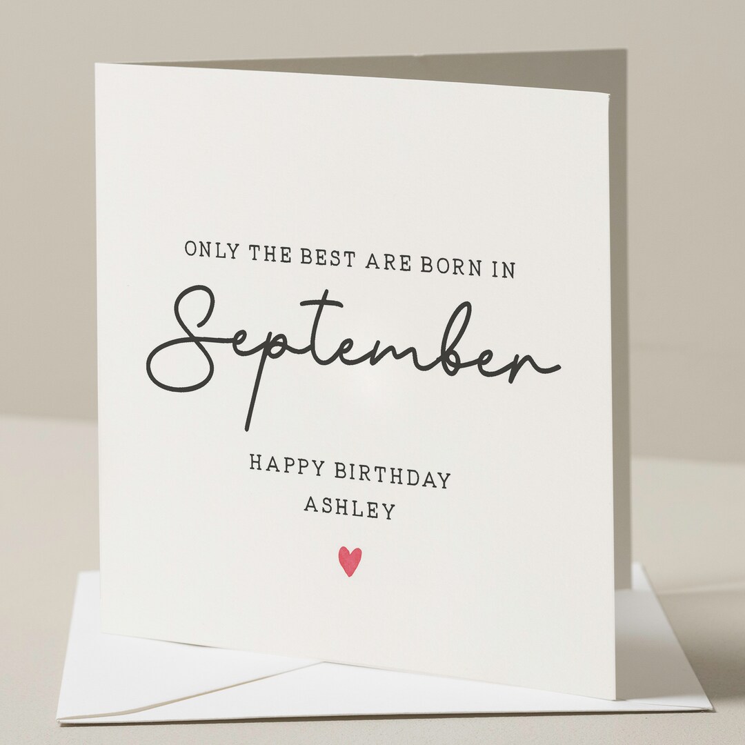 Simple Personalised Birthday Card, September Birthday Card, Funny ...