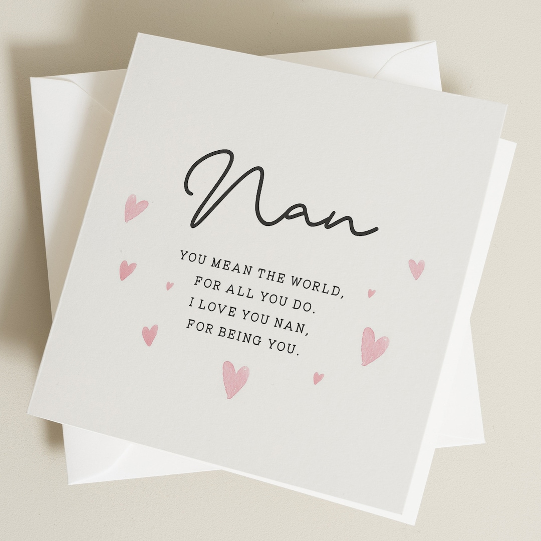 Nan Birthday Card, Poem Card for Nan, to Her, Birthday Gift for Nan, to ...