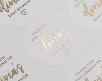 Personalised Thank You Baby Shower Foiled Stickers. Party Bag Stickers ...