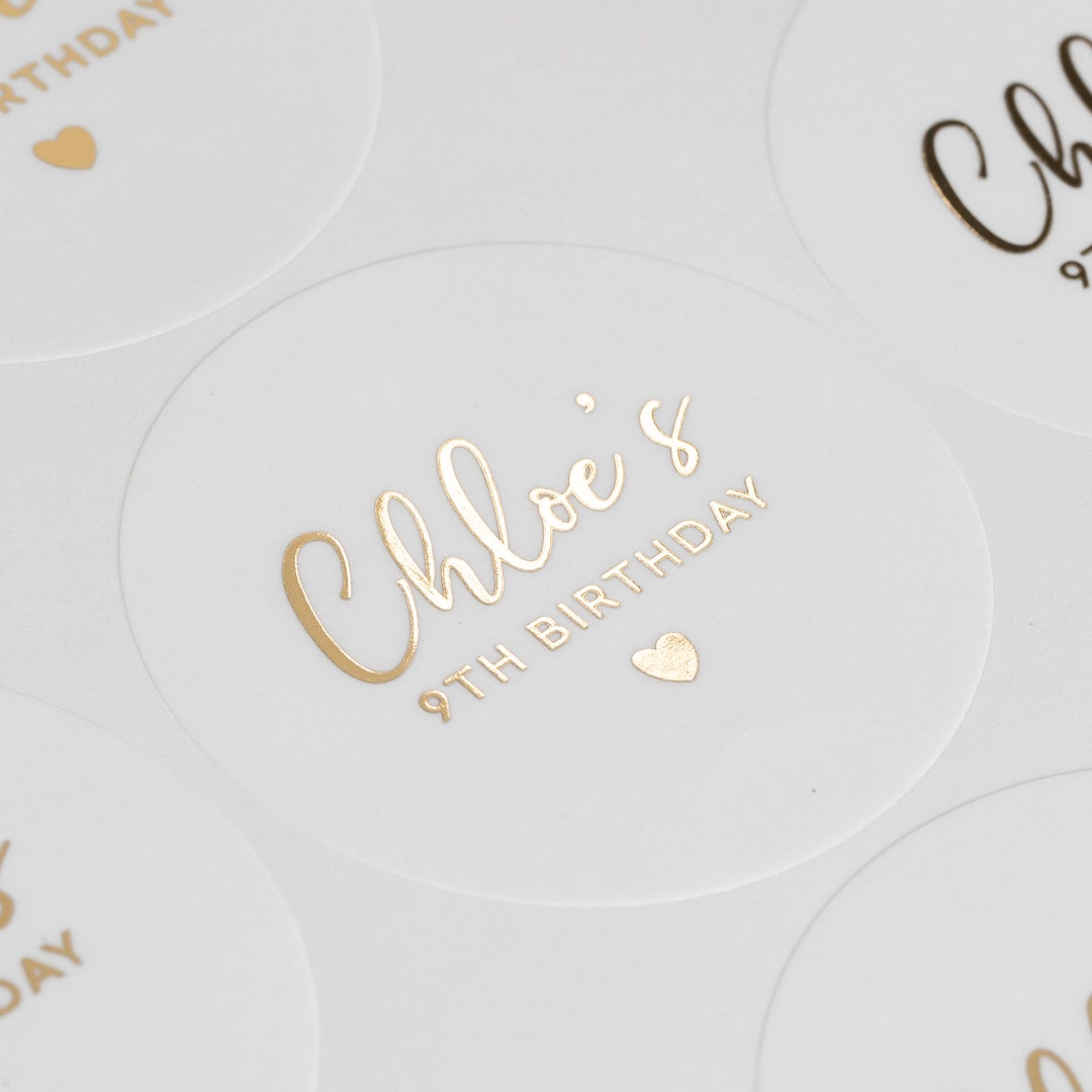 Ninth Birthday Stickers, 9th Birthday Decorations, Custom Foil Birthday ...