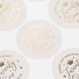21st Birthday Stickers, 21st Birthday Party Favour, Blush Pink Stickers ...
