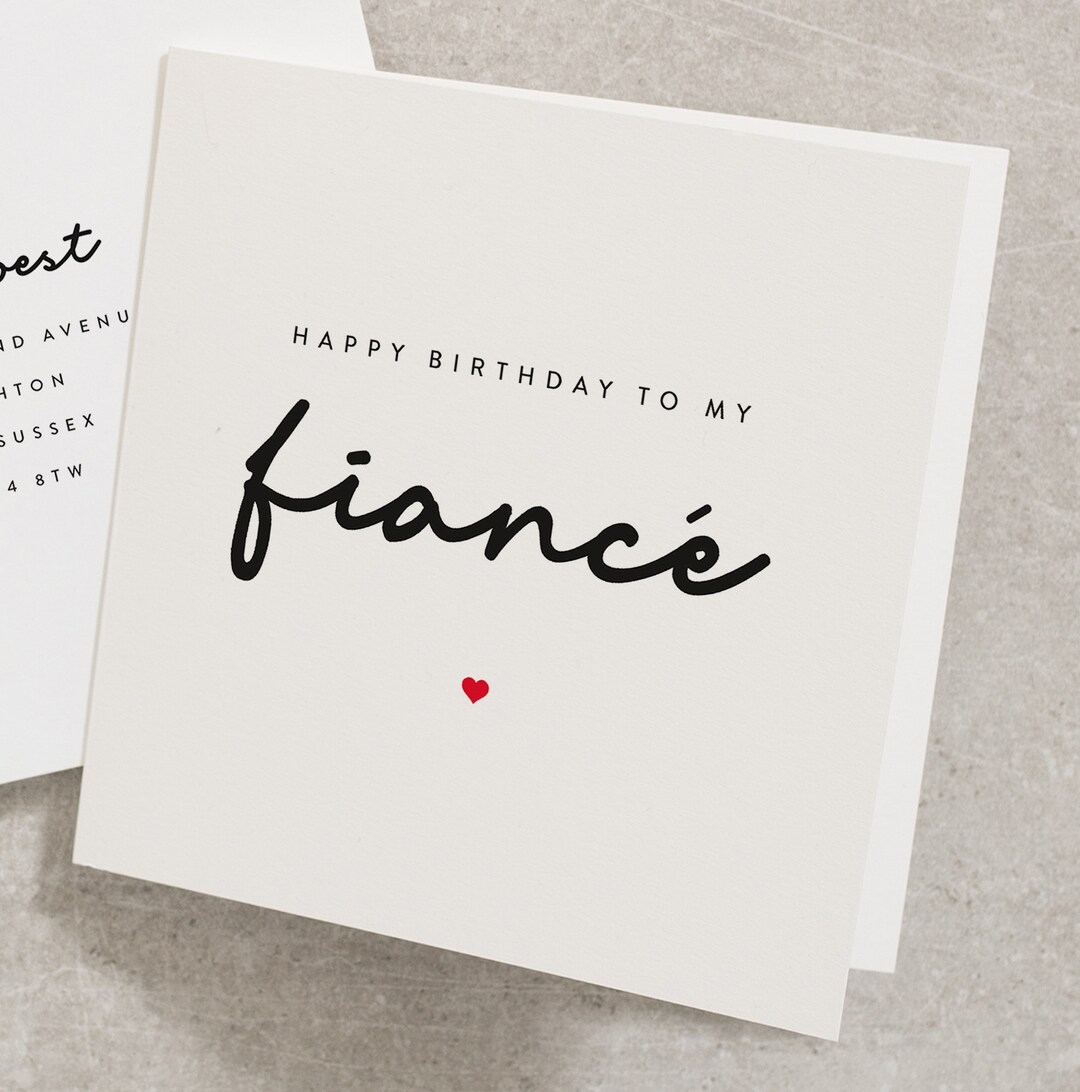 Happy Birthday to My Fiancé Romantic Birthday Card Fiancé - Etsy