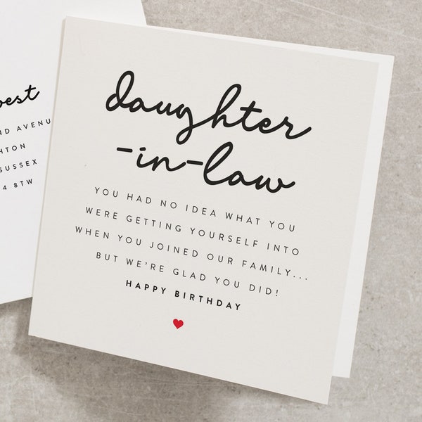 Funny Daughter in Law Birthday Card - Etsy