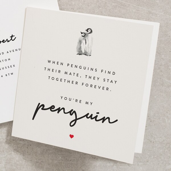 Penguin Card - Etsy