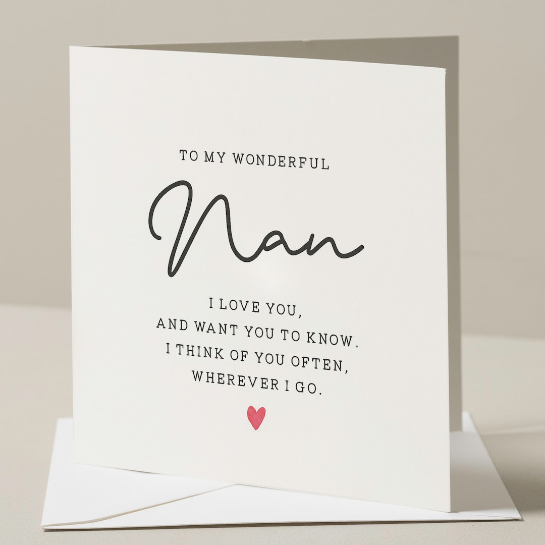 Nan Poem Card for Birthday, Nan Birthday Card, for Her, Birthday Gift ...