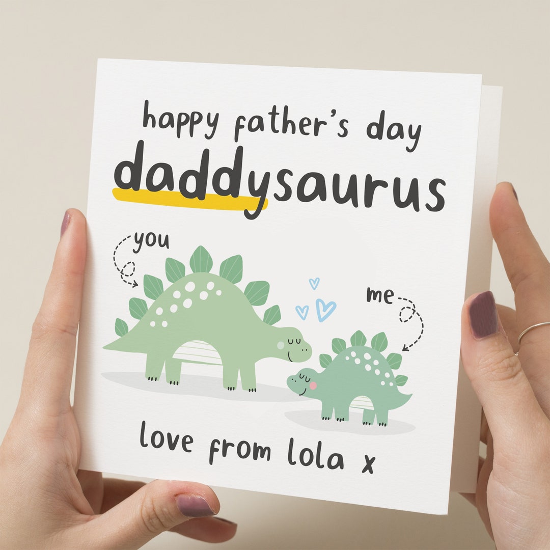 Fathers Day Daddysaurus Card, Personalised Dinosaur Fathers Day Card ...
