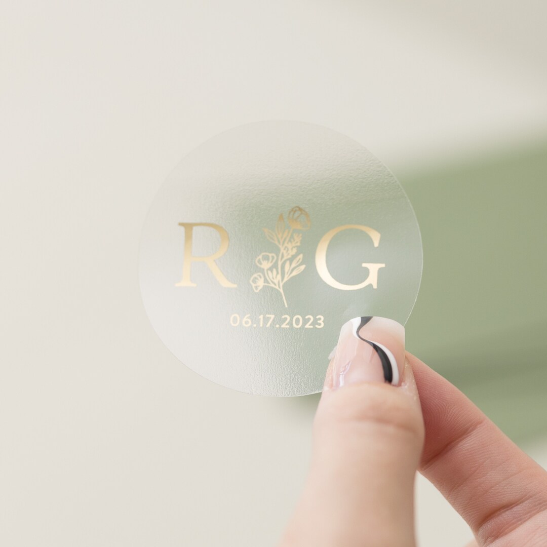Initial Sticker for Wedding, Monogram Label, Wedding Favour Sticker ...