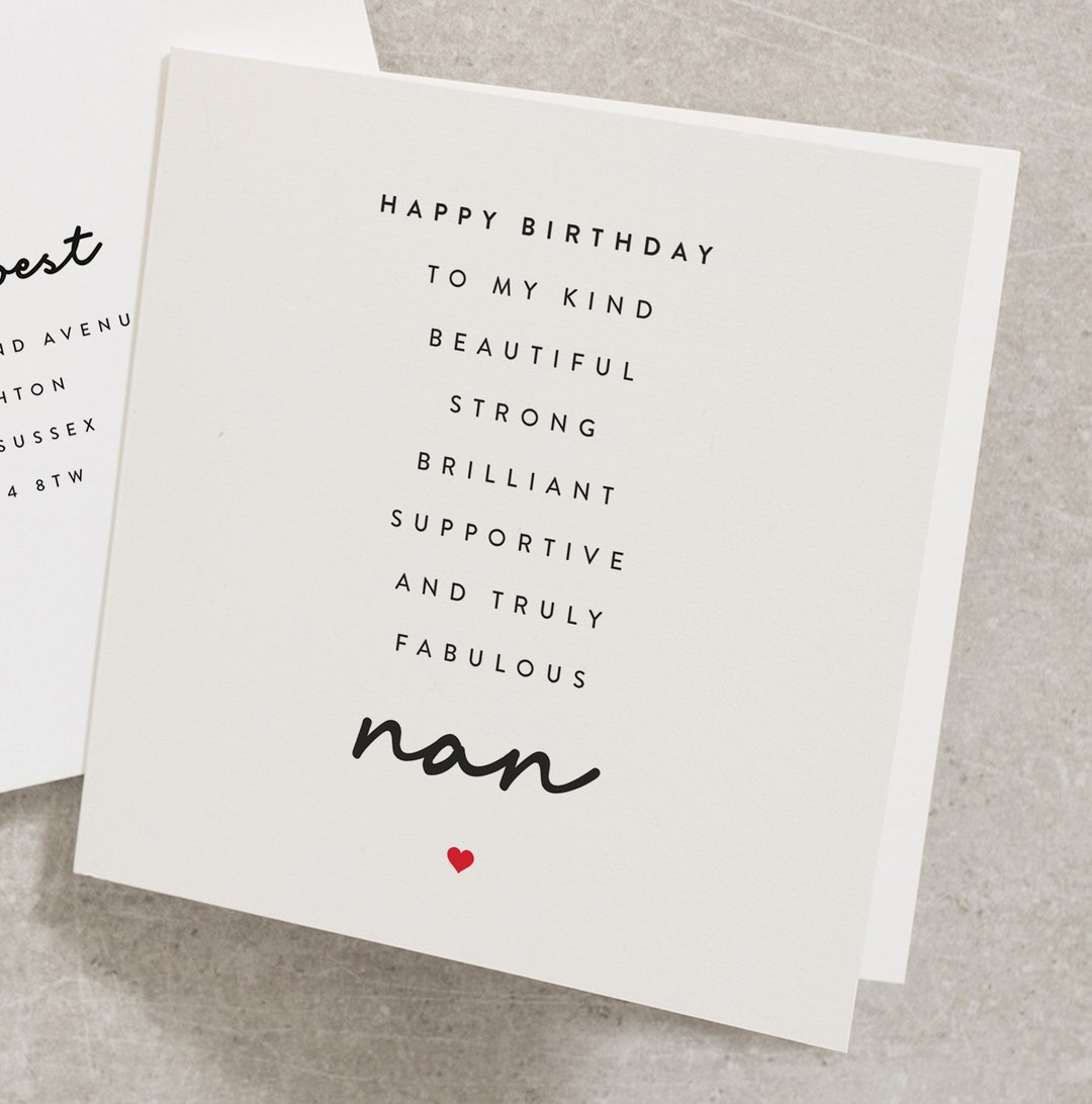 Nan Birthday Card Poem Amazing Nan Gift Birthday Card Nan - Etsy